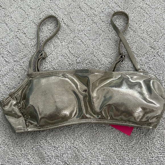 Swim | Metallic Gold Bikini Top Size M | Poshmark